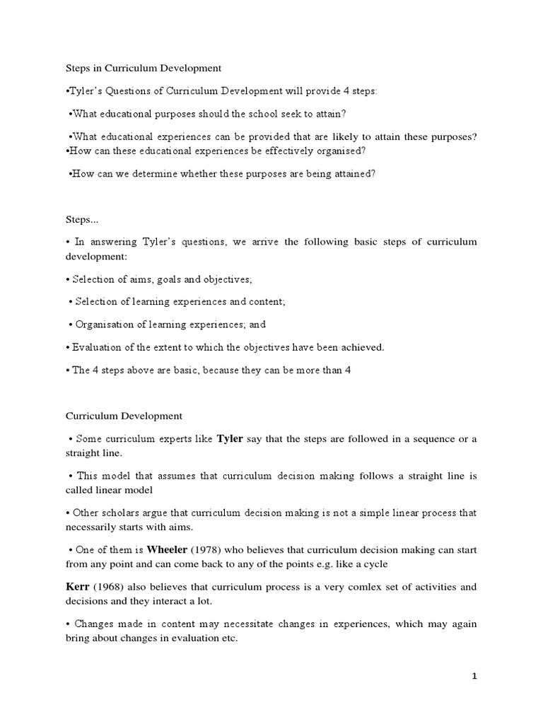Steps in Curriculum Development | Download Free PDF | Curriculum ...