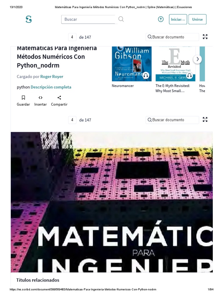 Matemáticas para Ingeniería Métodos Numéricos Con Python - Nodrm ...