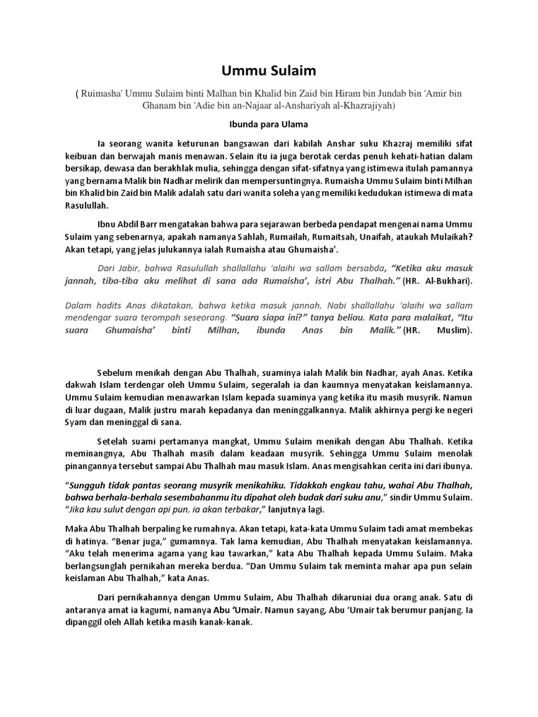 Ummu Sulaim | PDF