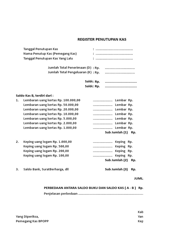 Format Berita Acara Kas | PDF