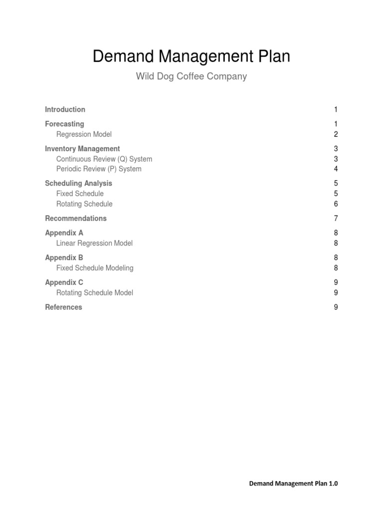 Demand Management Plan | PDF | Inventory | Forecasting