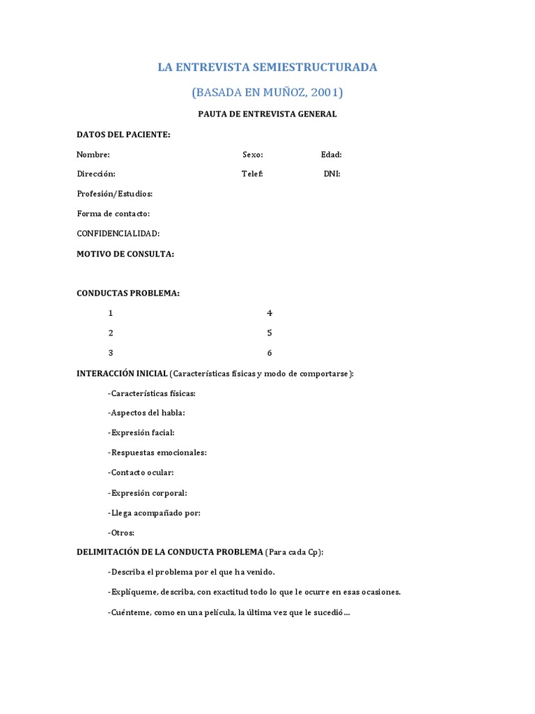 Entrevista Semiestructurada | PDF | Ciencias del comportamiento | Sicología
