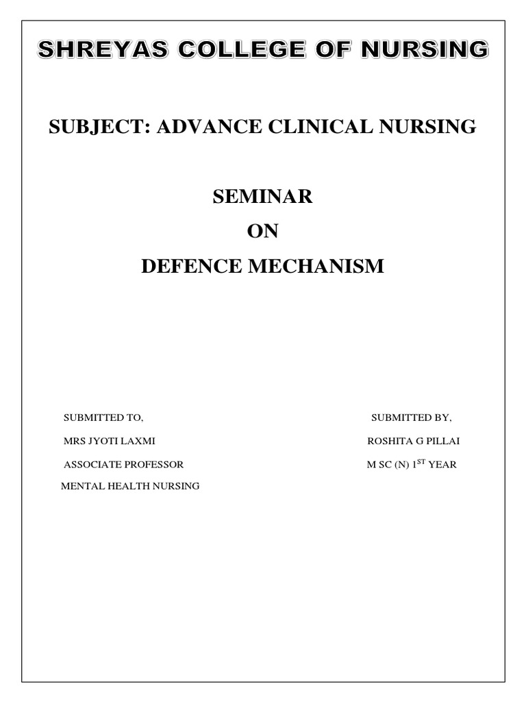 Defence Mechanism | PDF | Defence Mechanisms | Psychoanalytic Theory