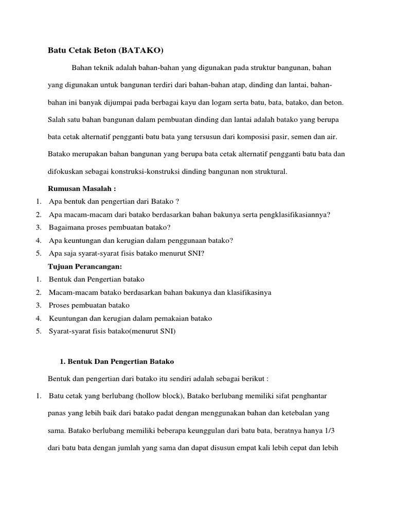 Proses Pembuatan dan Jenis-jenis Batako | PDF