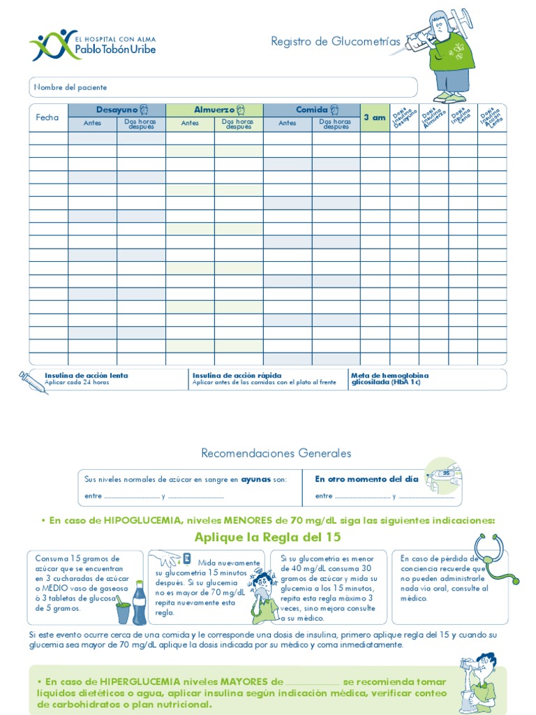 Registro de Glucometrias Adultos | PDF | Insulina | Hipoglucemia
