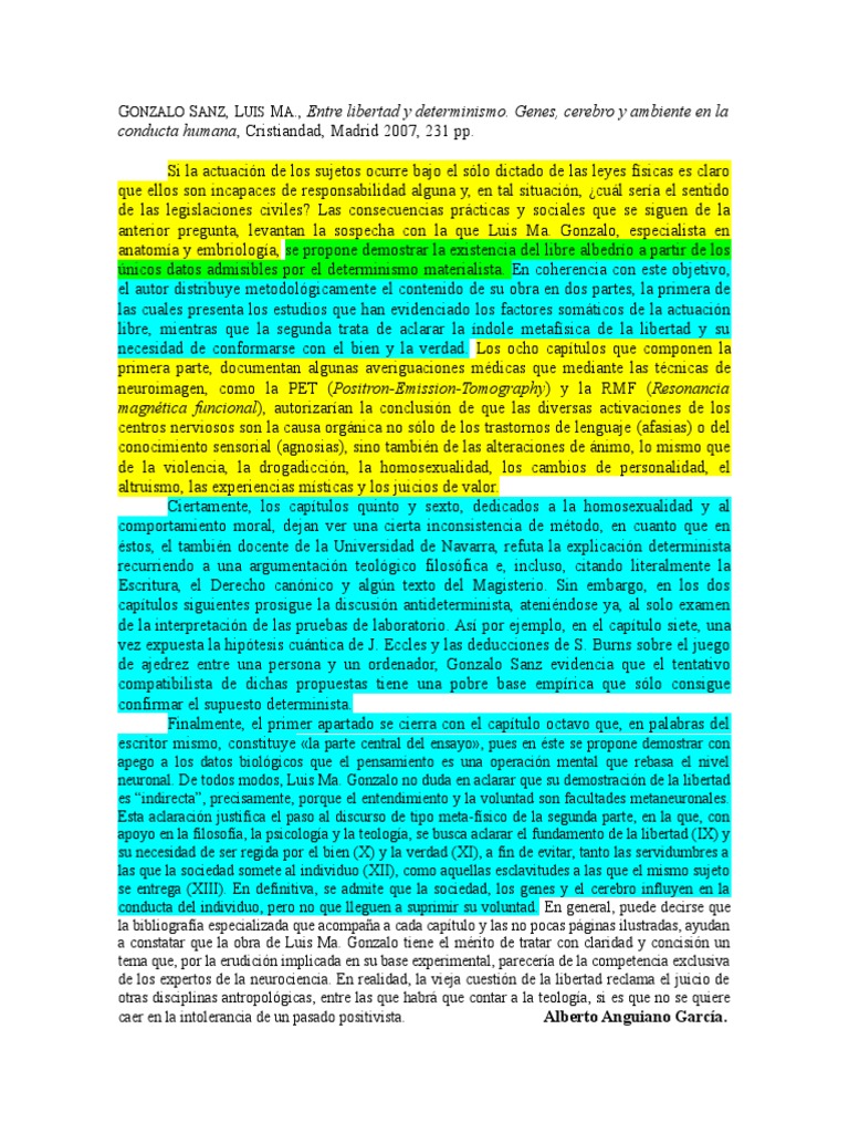 Ejemplo de Recension | PDF | Determinismo | Libertad