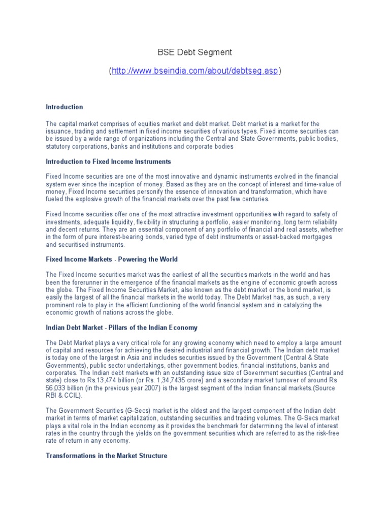 BSE Debt Segment | Download Free PDF | Securities (Finance) | Bond Market