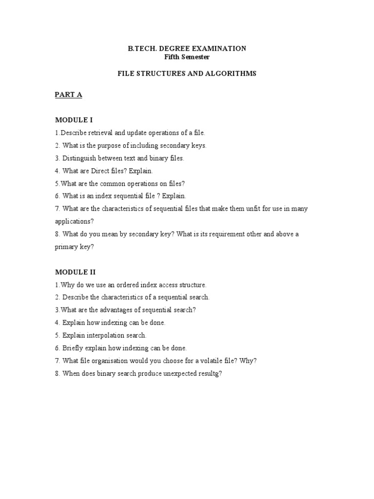 File Structures And Algorithms Pdf Database Index Algorithms And Data Structures