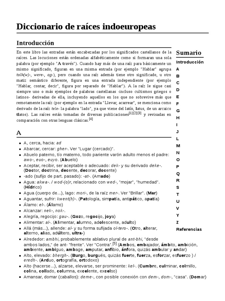 Diccionario de Raíces Indoeuropeas | PDF | Diccionario | latín