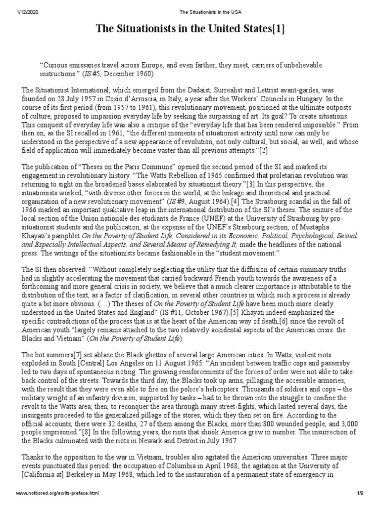 The Situationists in The USA | PDF | Situationist International