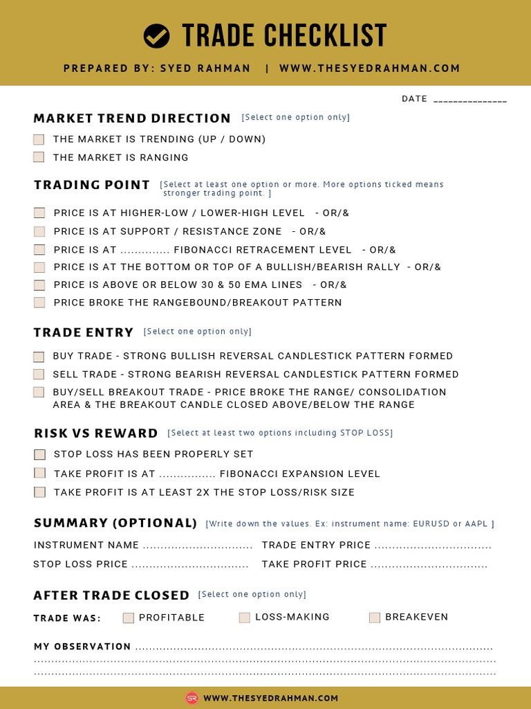 Swing Trading Checklist | PDF | Market Trend | Securities (Finance)