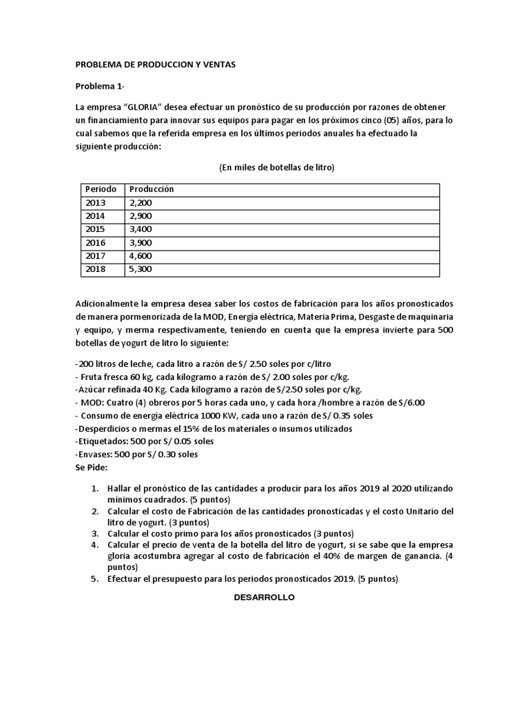 Problema de Produccion y Ventas | PDF