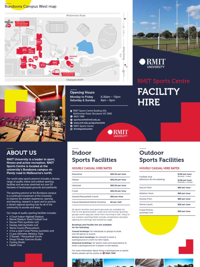 RMIT Sports Centre Facilities Hire Brochure 2019 | PDF | Sports | Leisure