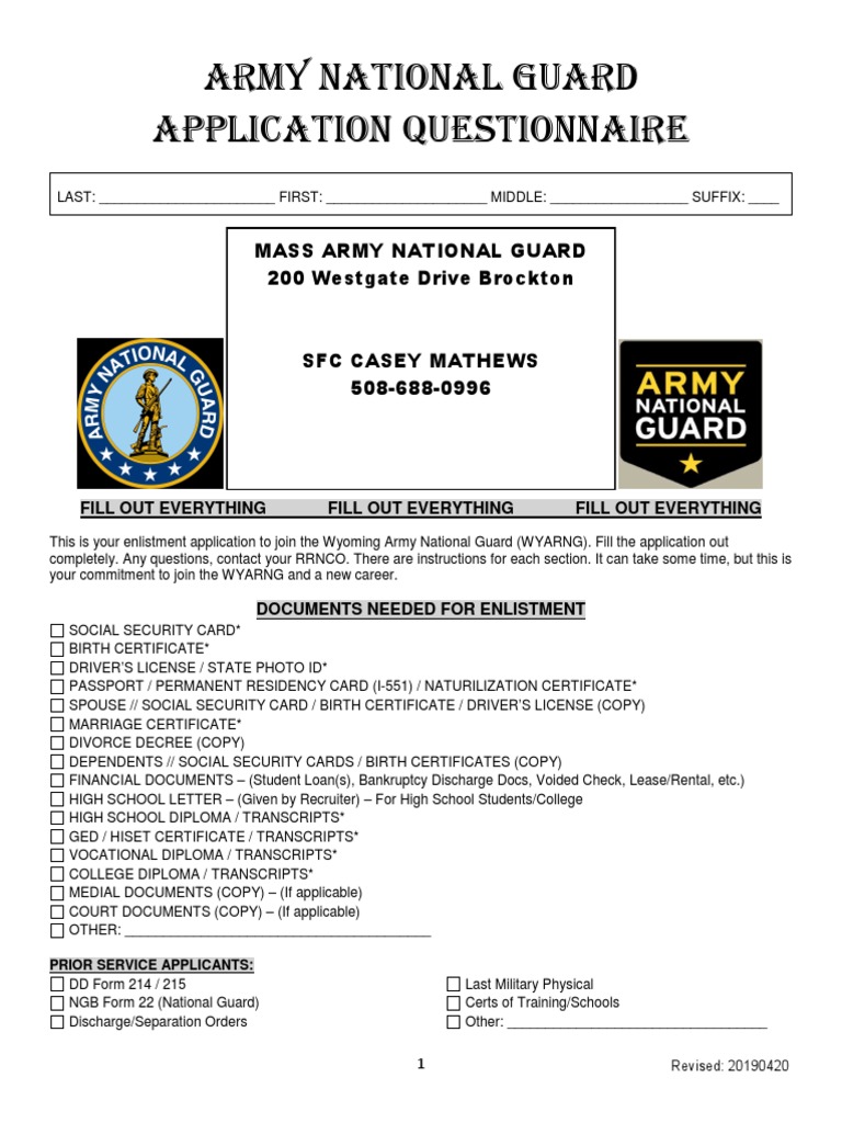 Wyoming Army National Guard Application | PDF | Substance Abuse | Summons