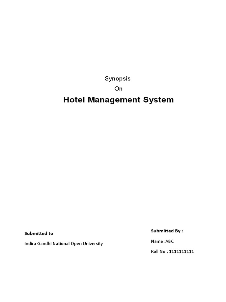 An Automated Hotel Management System: Synopsis and Project Details | PDF | Visual Basic .Net ...