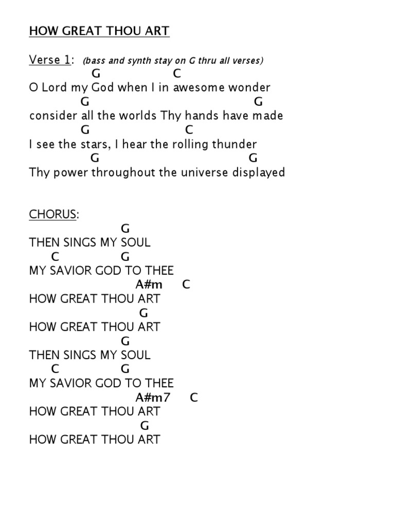 How Great Thou Art G Chart PDF | PDF