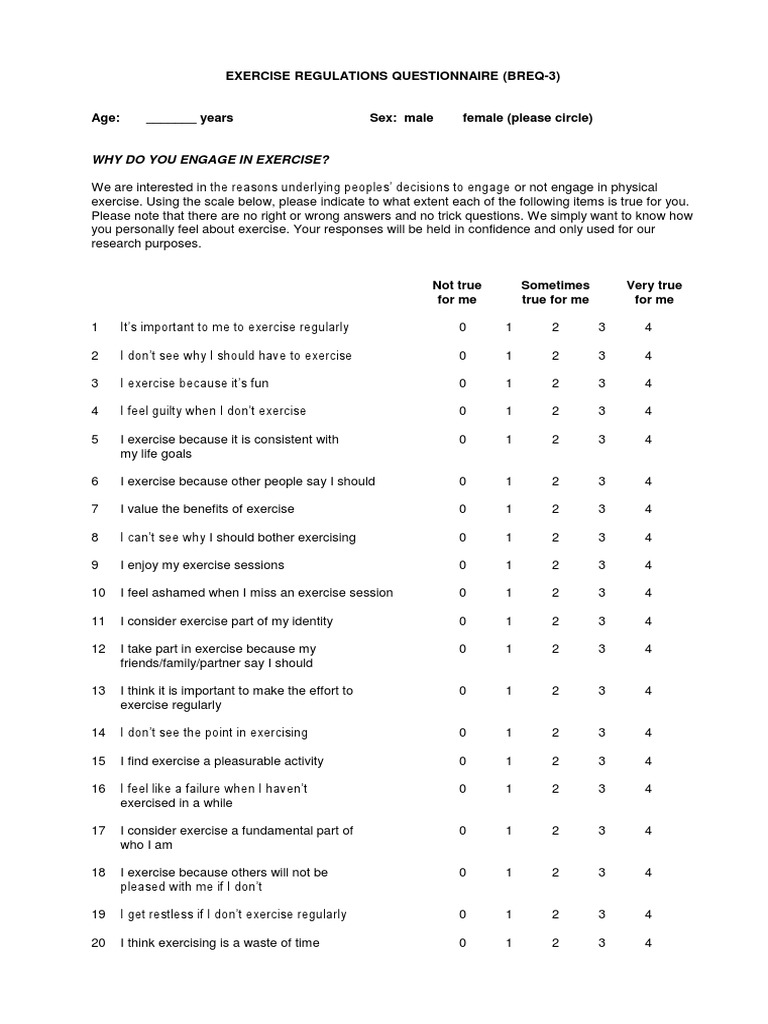 Breq 3 | PDF | Questionnaire | Cognition
