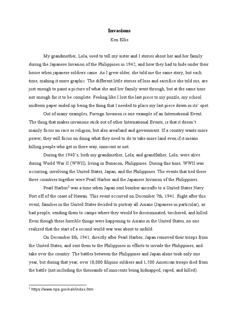 History Interview Essay | PDF | Philippines | World War II