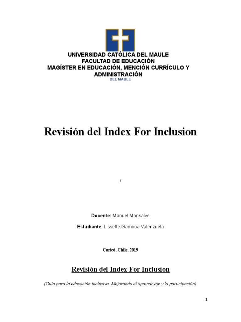 Revisión Del Index For Inclusion | PDF | Plan de estudios | Inclusión ...
