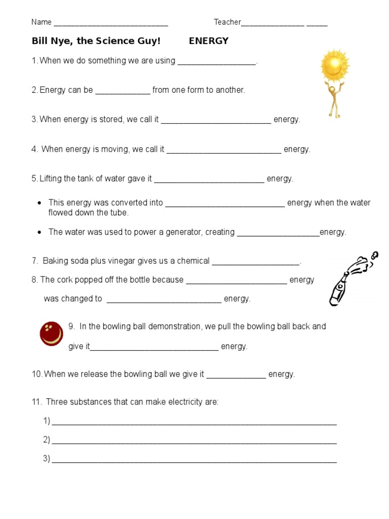 Bill Nye Energy Worksheet | PDF