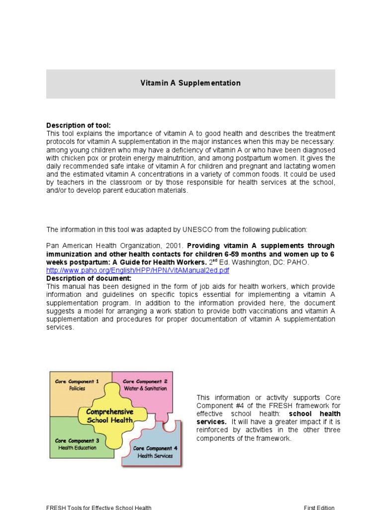 Vitamin A Supplementation: Description of Tool | PDF | Breastfeeding ...