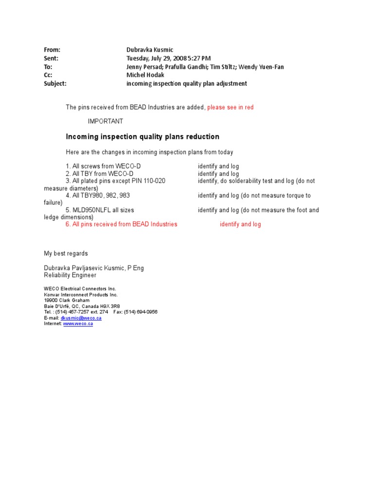 Incoming Inspection Quality Plan Adjustment | PDF