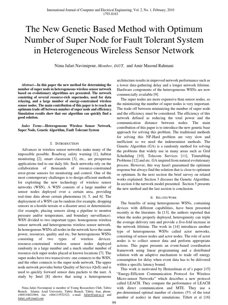 Super Nodes | PDF | Wireless Sensor Network | Genetic Algorithm