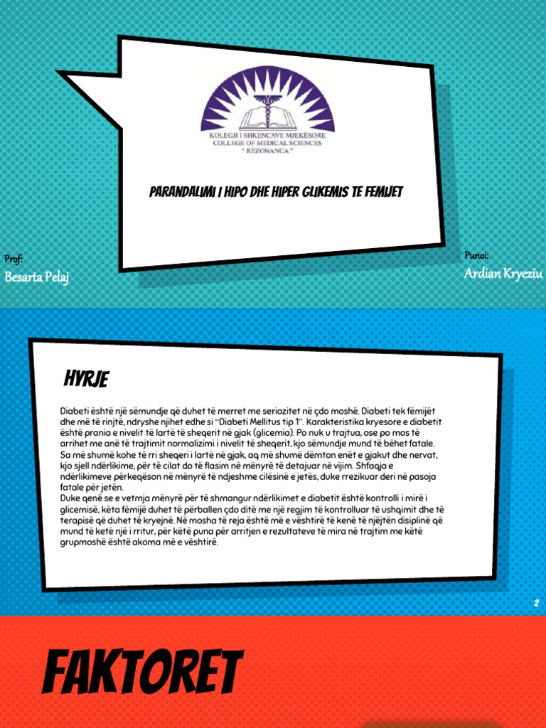 Parandalimi I Hipo Dhe Hiper Glikemis Tek Femijet | PDF