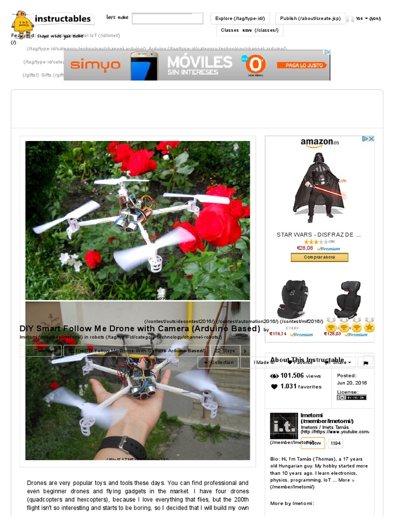 DIY Smart Follow Me Drone With Camera (Arduino Based) - All | PDF