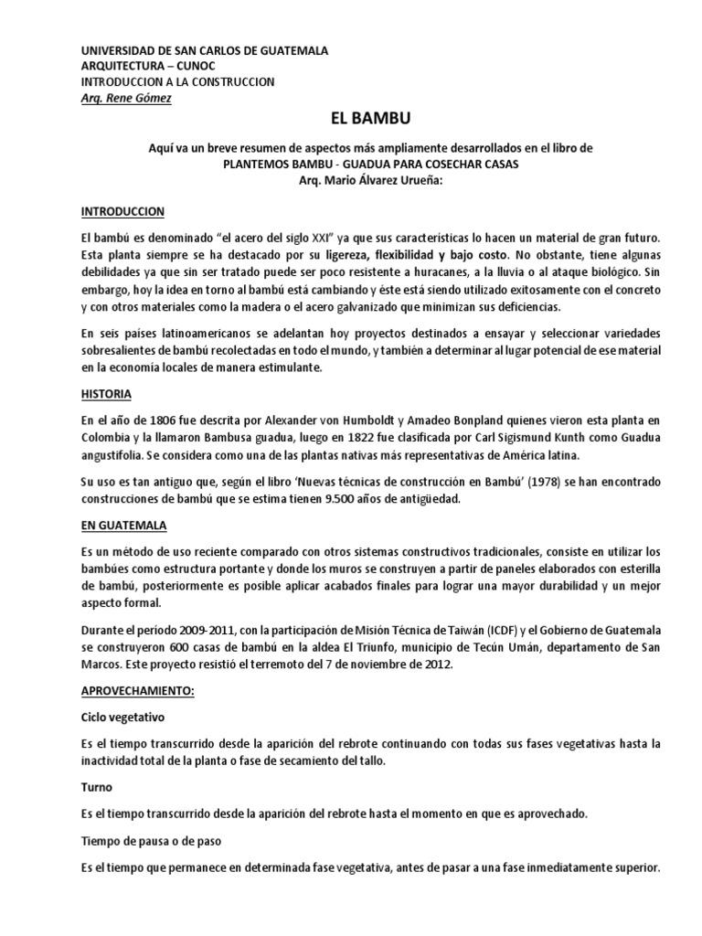 Construcción Sostenible con Bambú | PDF | Naturaleza