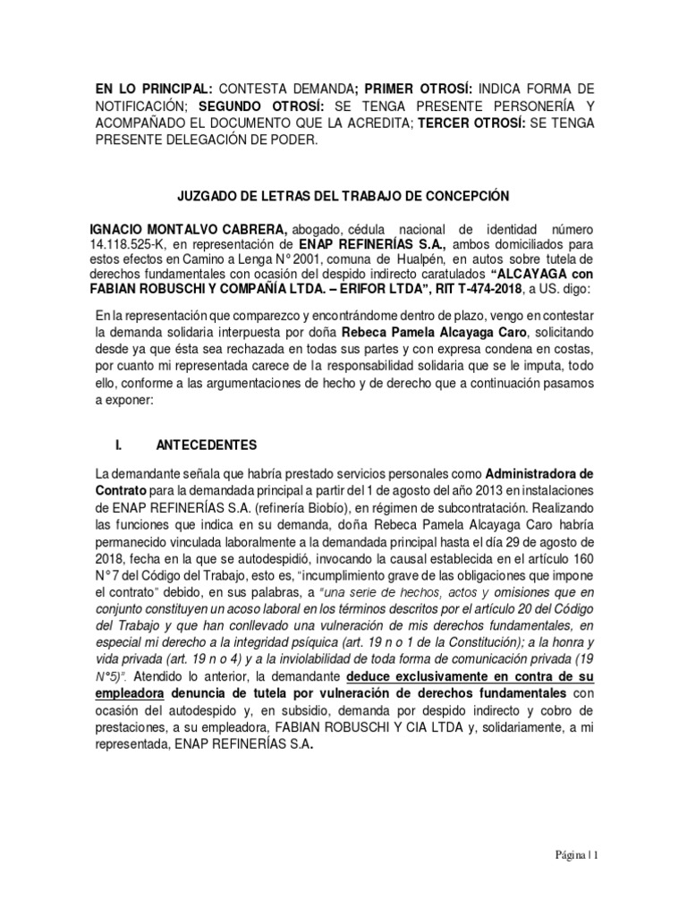 Modelo Contestacion Solidario | PDF | Derecho laboral | Derecho ...