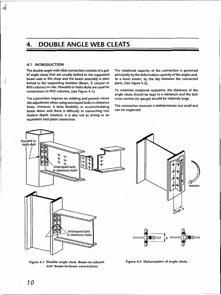 Double Angle Web Cleat Connections | PDF | Beam (Structure) | Column