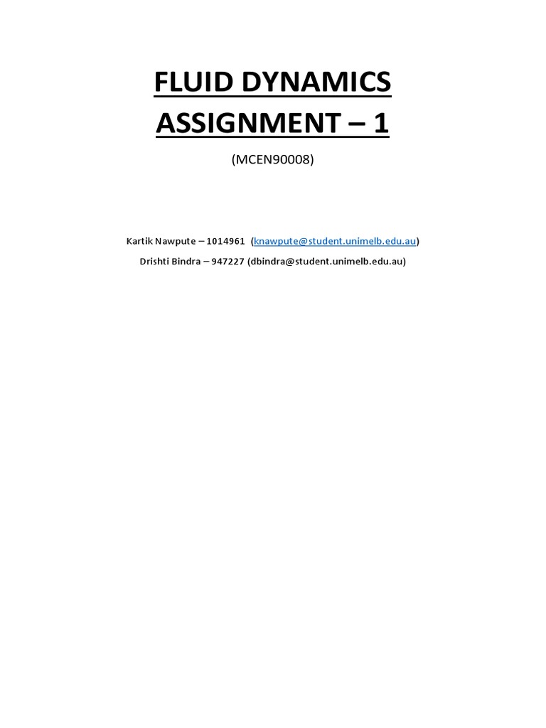 FLUID Dynamics Assignment 1 | PDF | Vortices | Fluid Mechanics