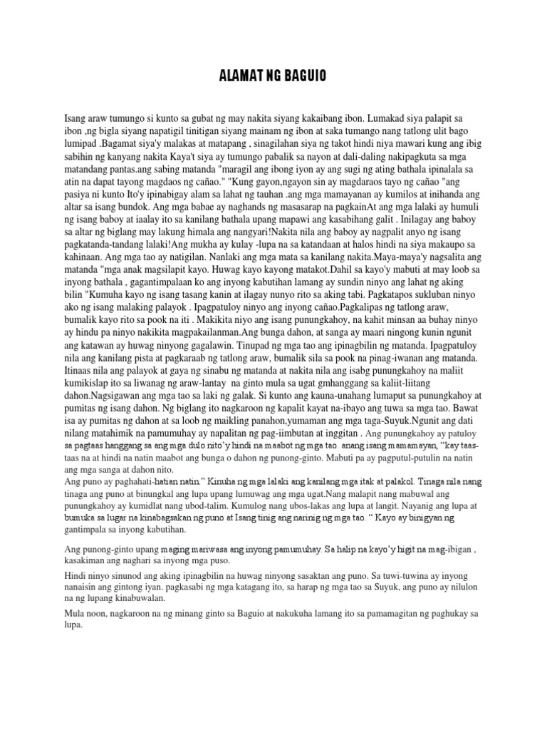 Alamat NG Baguio | PDF