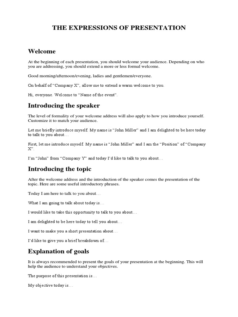 Presentation Expressions | PDF | Question | Cognitive Science