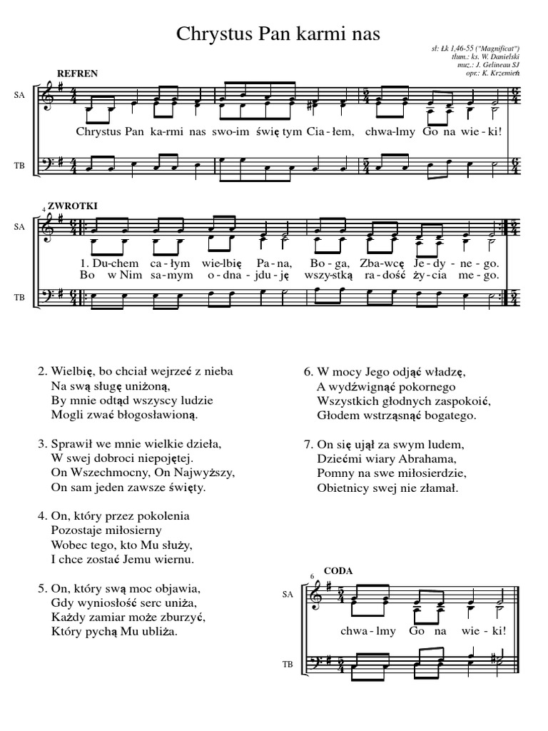 Chrystus Pan Karmi Nas SAB | PDF