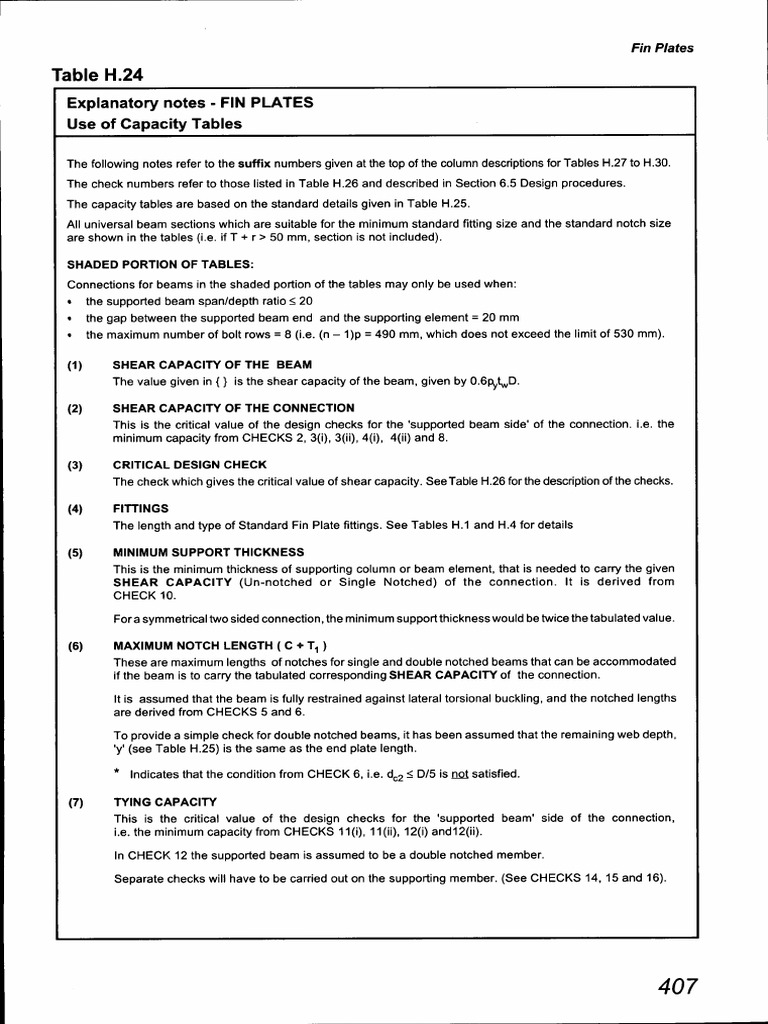 Fin Plates Capacity and Design Checks | PDF | Beam (Structure) | Shear ...