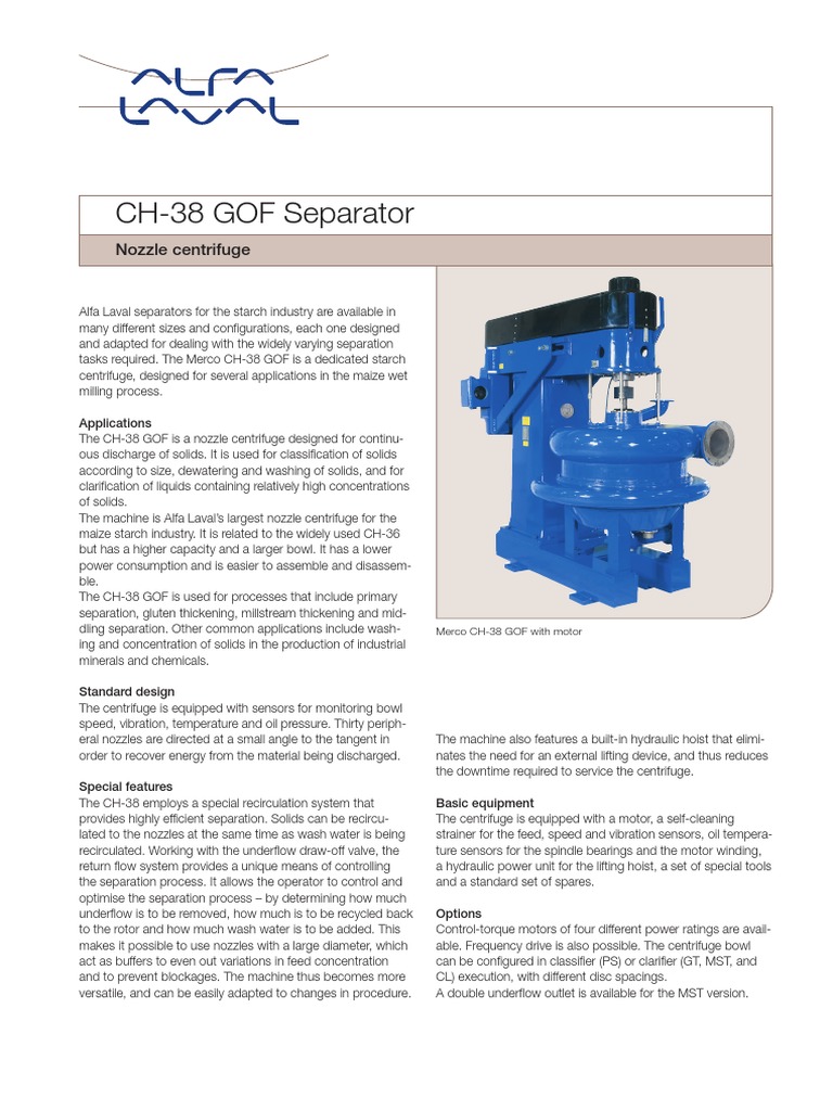 Merco CH38 | PDF | Centrifuge | Solid