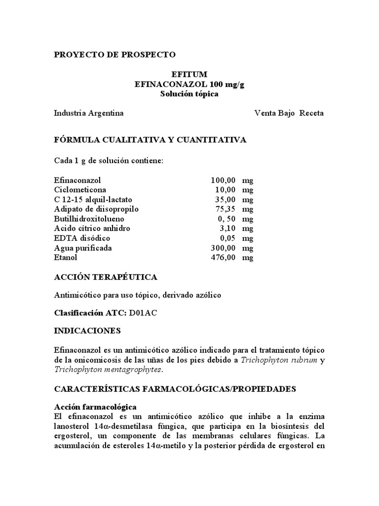EFITUM EFINACONAZOL 100 MG - G Solución Tópica | PDF | Citocromo P450 ...