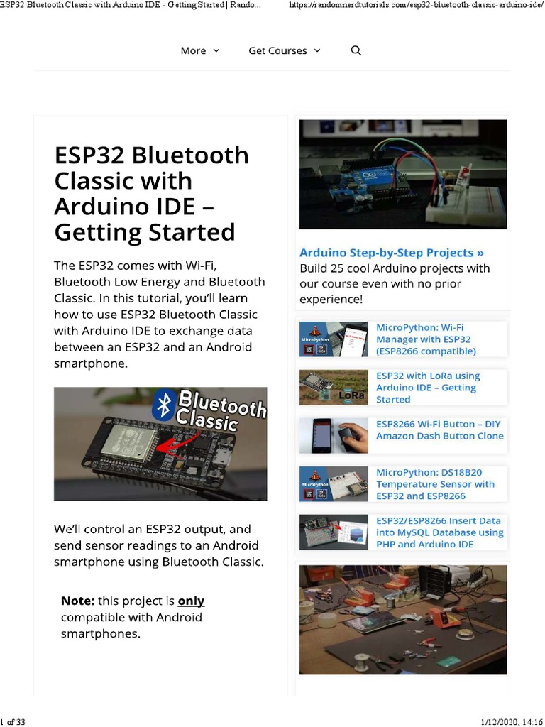 ESP32 Bluetooth Classic With Arduino IDE - Getting Started Random Nerd ...
