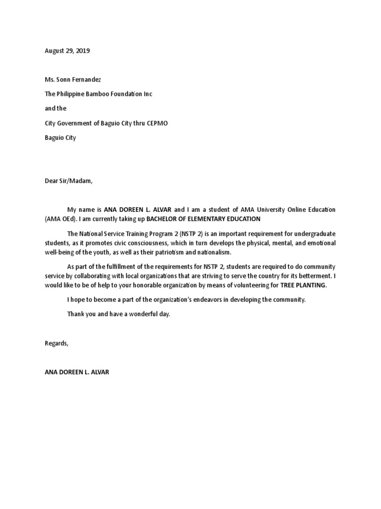 Treeplanting Intent Letter | PDF