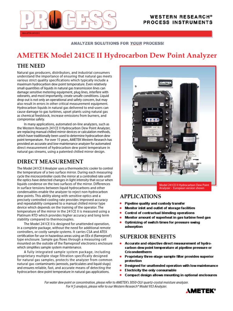 241CE II Hydrocarbon Dew Point Analyzer1 | PDF | Natural Gas | Applied ...