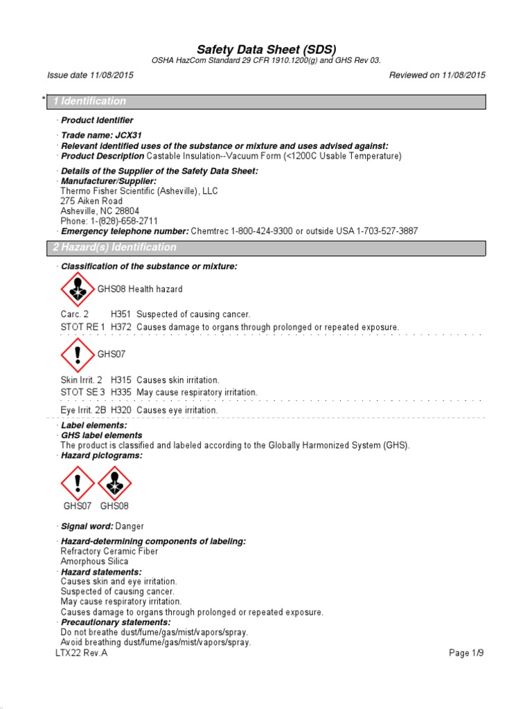 MSDS JCX31 | PDF | Dangerous Goods | Personal Protective Equipment
