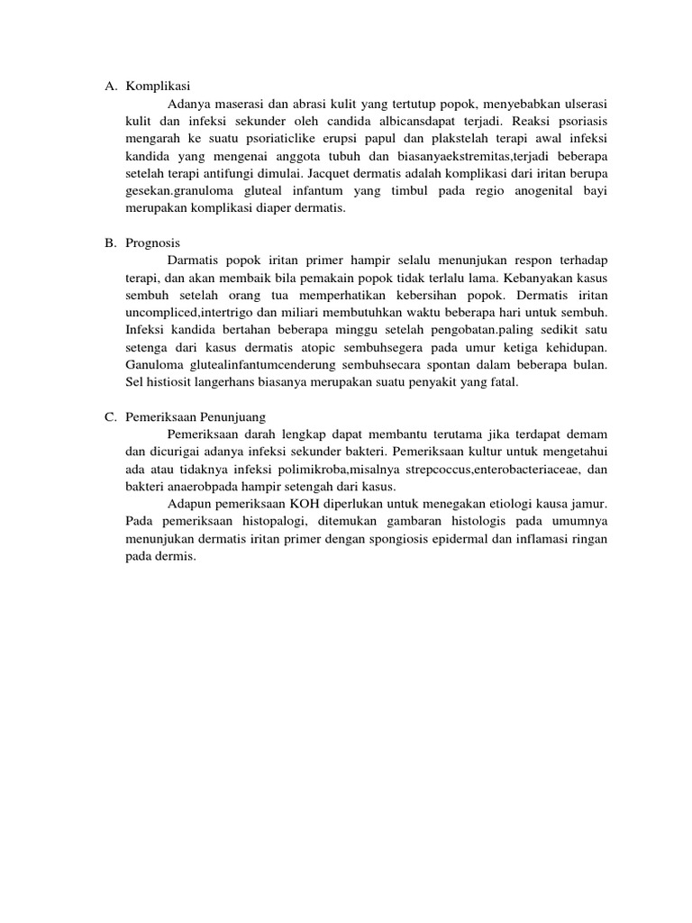 Komplikasi dan Prognosis Dermatitis Popok | PDF