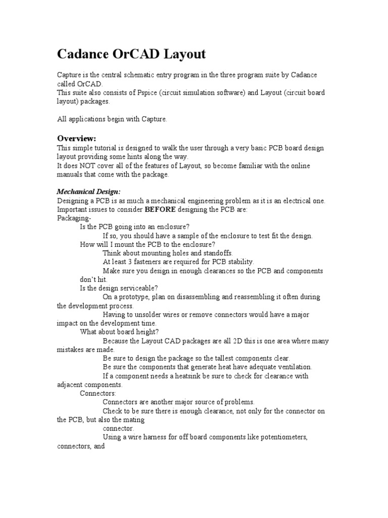 OrCAD Layout PCB Design Guide | PDF | Engineering | Digital Technology