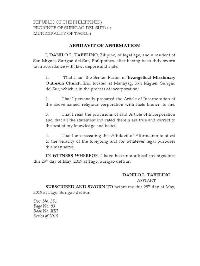 Affidavit of Affirmation | PDF