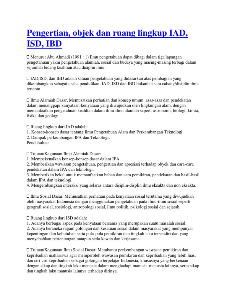 Pengertian IAD ISD IBD | PDF