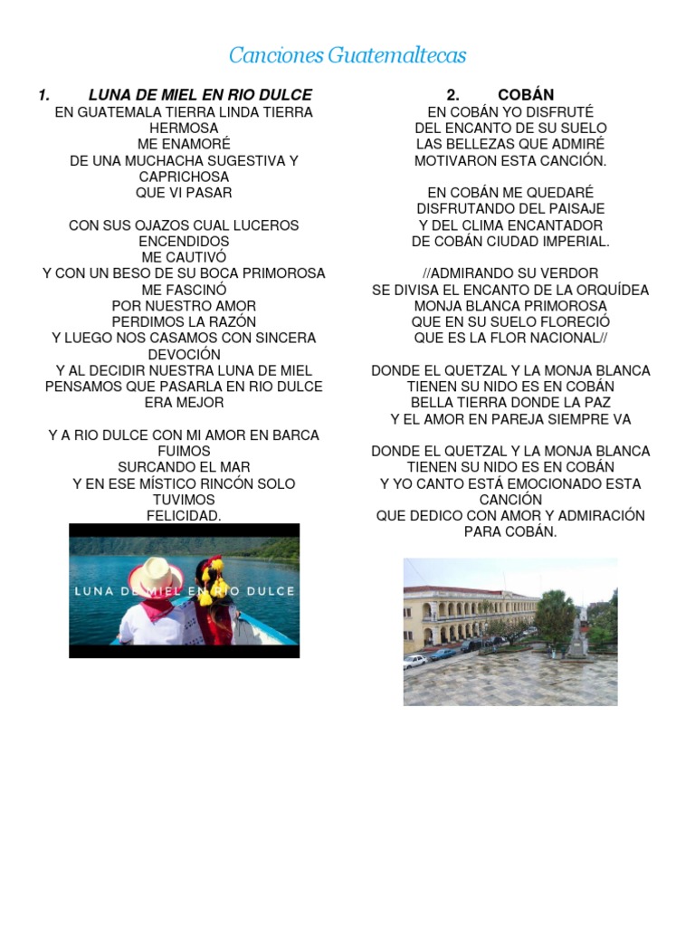15 Canciones Guatemaltecas Destacadas Pdf Centroamérica Guatemala