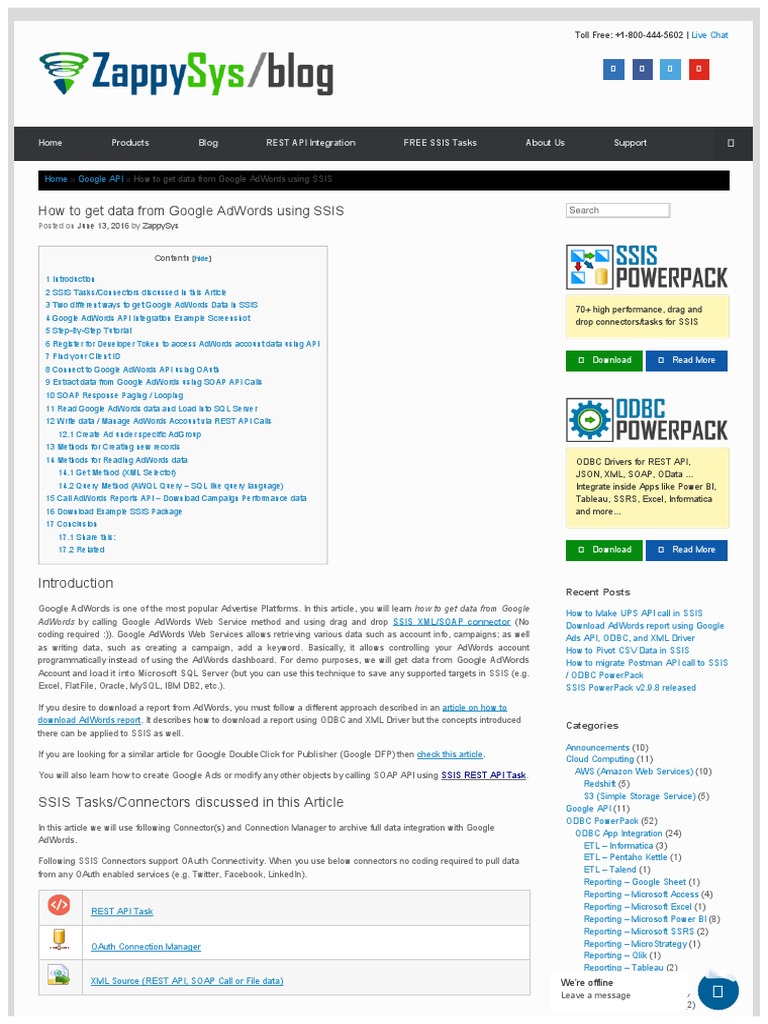 How To Get Data From Google AdWords Using SSIS ZappySys Blog | PDF | Application Programming ...