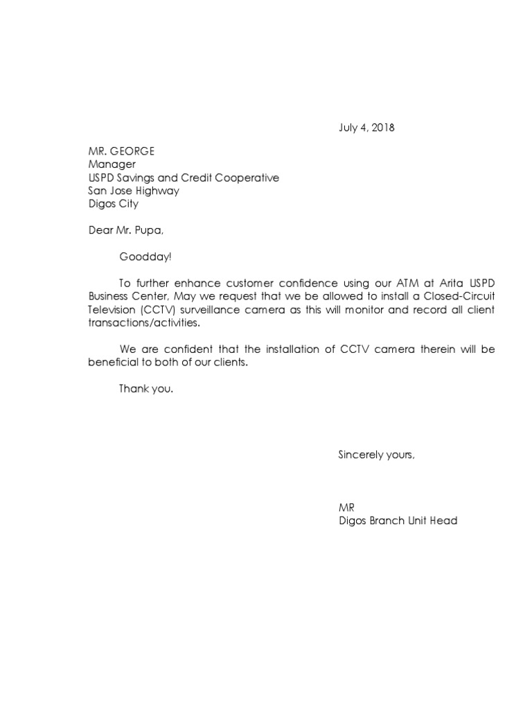 Request For CCTV Installation | PDF